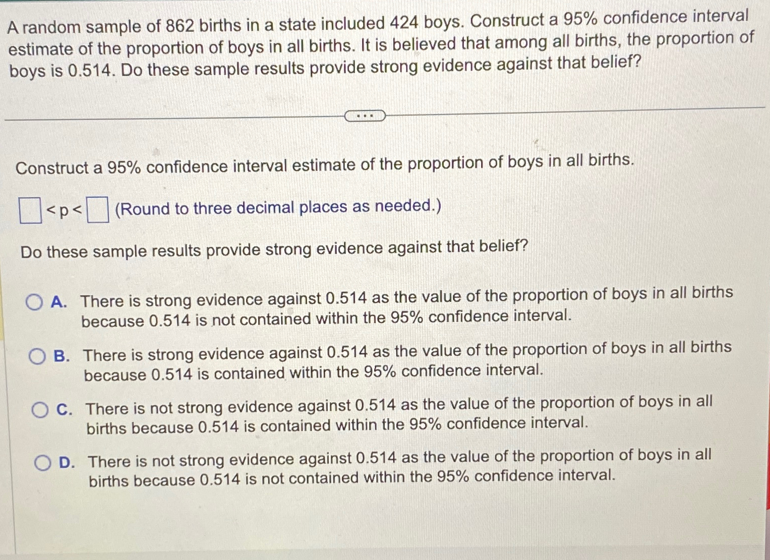 Solved A random sample of 862 ﻿births in a state included | Chegg.com