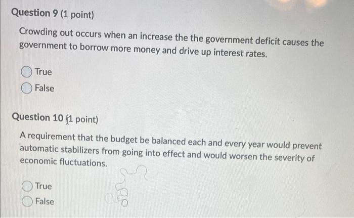 Solved Crowding out occurs when an increase the the | Chegg.com