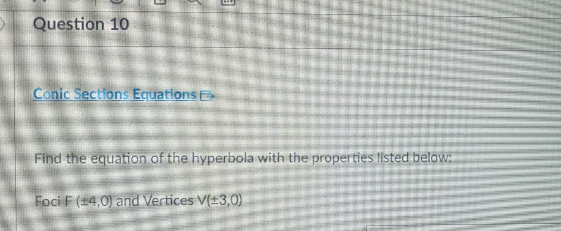 Solved Conic Sections Equations B Find the equation of the | Chegg.com