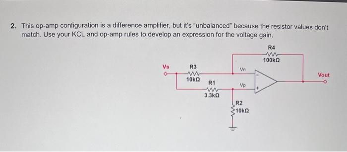 Solved 2. This op-amp configuration is a difference | Chegg.com