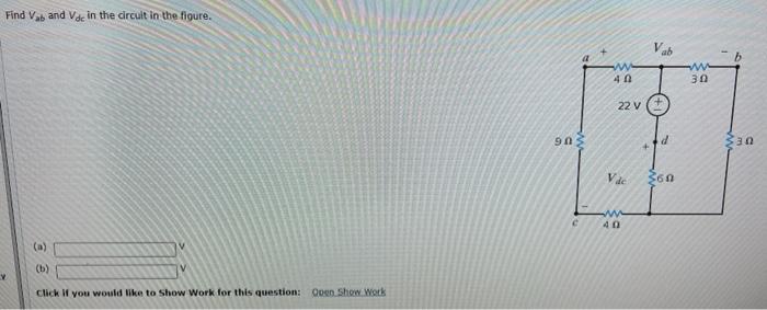 Solved Find Vab and Vdc in the circuit in the figure. ab ww | Chegg.com