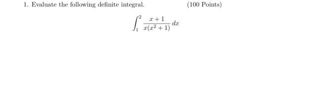 Solved 1. Evaluate the following definite integral. | Chegg.com