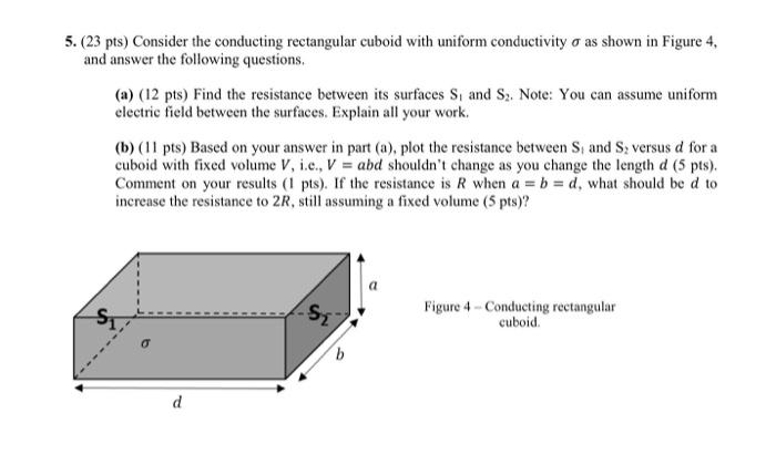 Solved ( 23pts ) Consider the conducting rectangular cuboid | Chegg.com