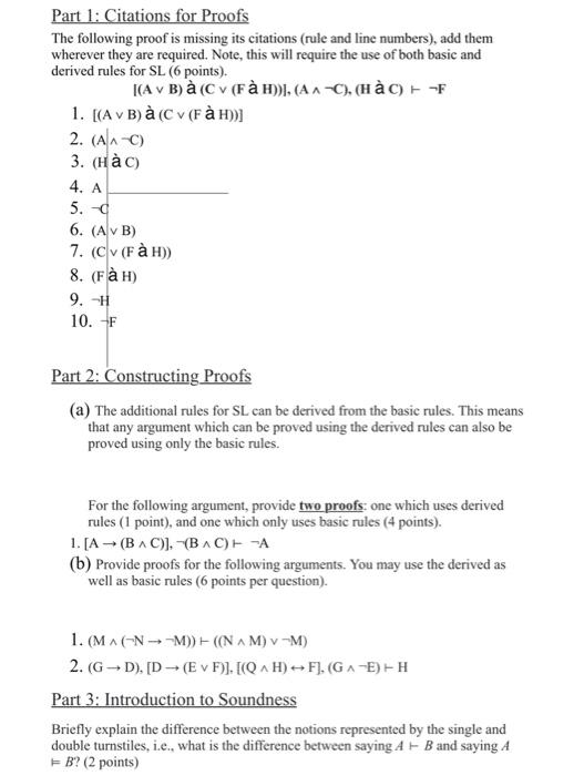 Part 1: Citations for Proofs The following proof is | Chegg.com