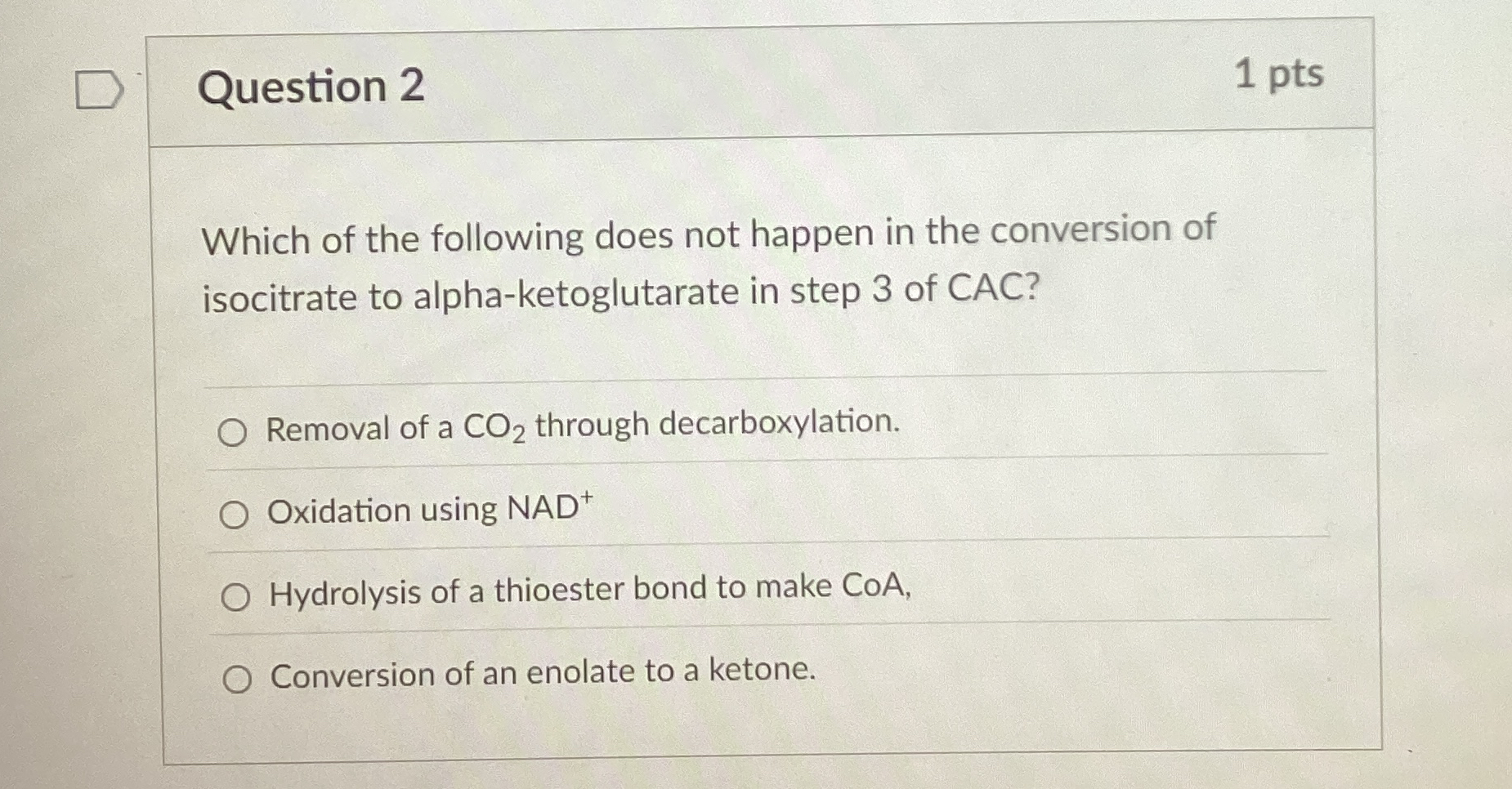 Solved Question 21 ﻿ptsWhich of the following does not | Chegg.com