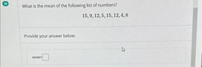 Solved What is the mean of the following list of numbers? | Chegg.com