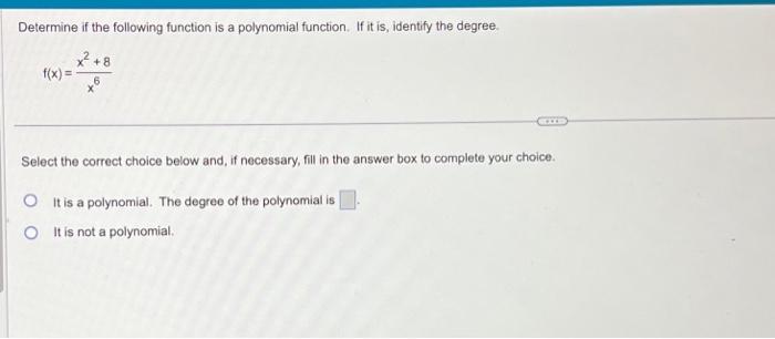 Solved Determine if the following function is a polynomial | Chegg.com