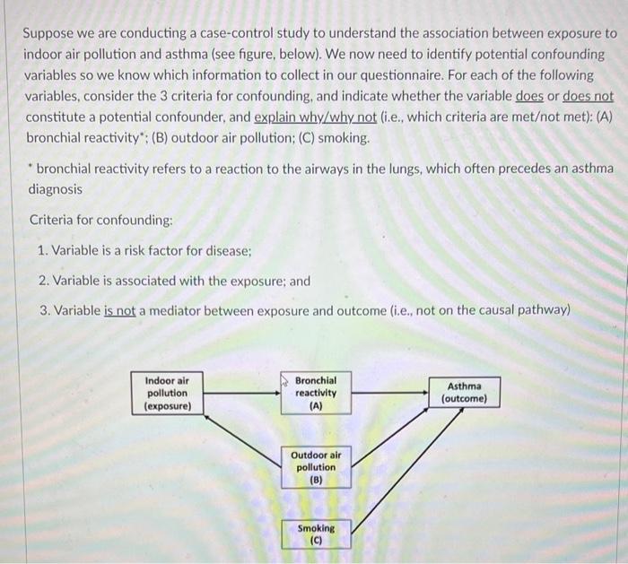 Solved Suppose we are conducting a case-control study to | Chegg.com