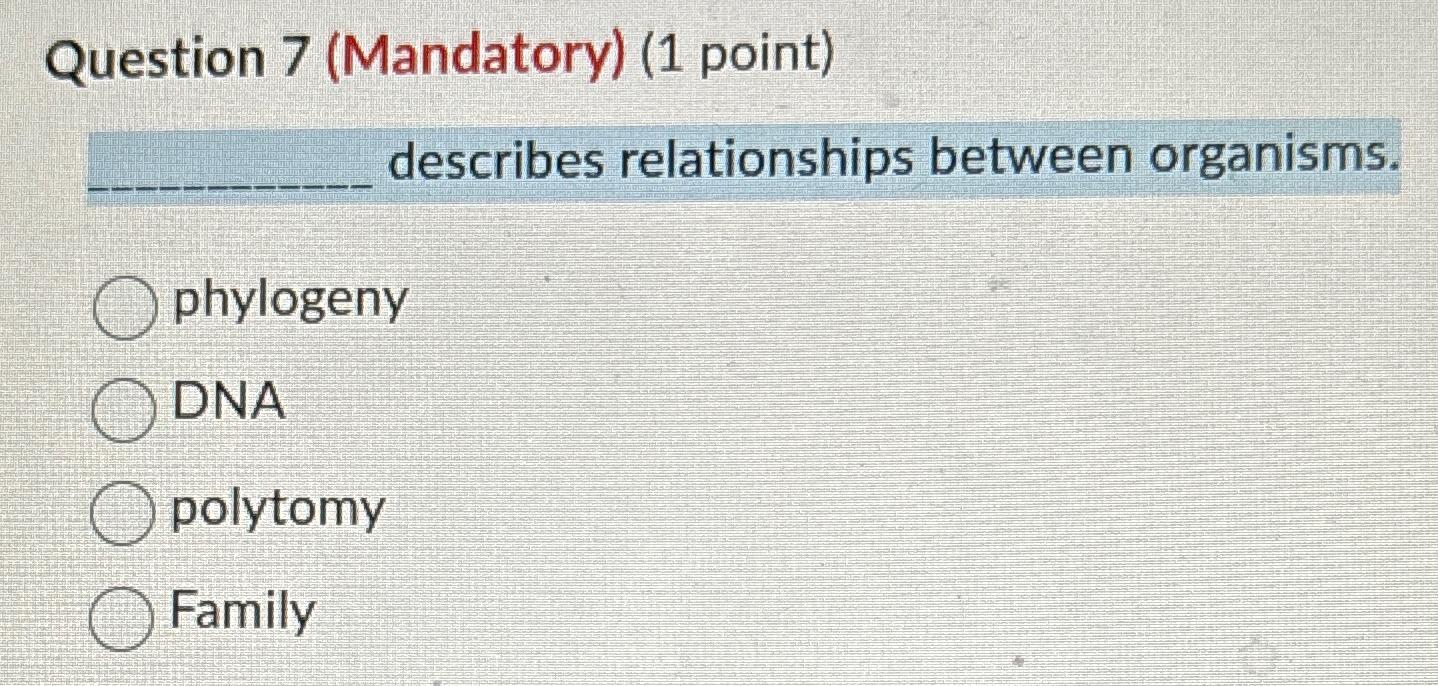 Solved Question 7 (Mandatory) (1 ﻿point)describes | Chegg.com