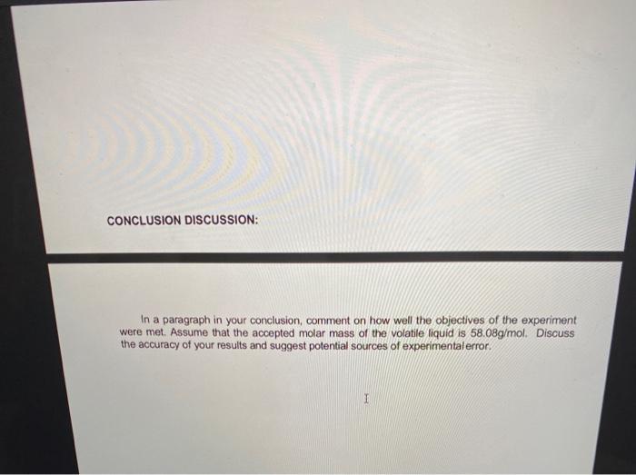 Solved Conclusion Discussion In A Paragraph In Your