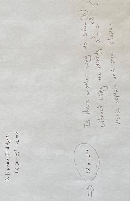 Solved problem 3(b) - can it be solved without using the | Chegg.com