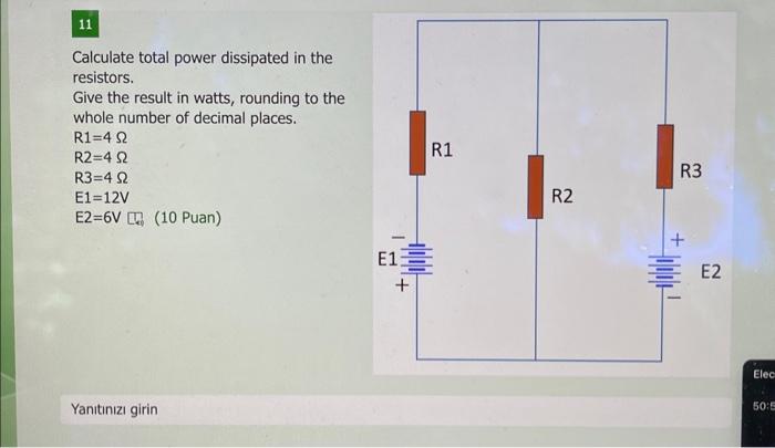 Solved Calculate total power dissipated in the resistors. | Chegg.com