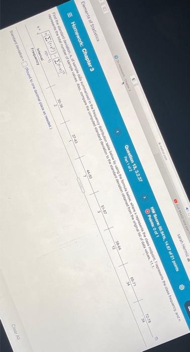 Solved Sarah Hermiz 72-78 34 t 65-71 34 + 58-54 12 H 51-57 3 | Chegg.com