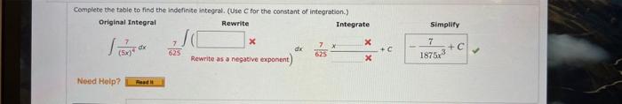 Solved Cemplete the table to find the indefinite integral. | Chegg.com Solved Cemplete the table to find the indefinite integral. | Chegg.com