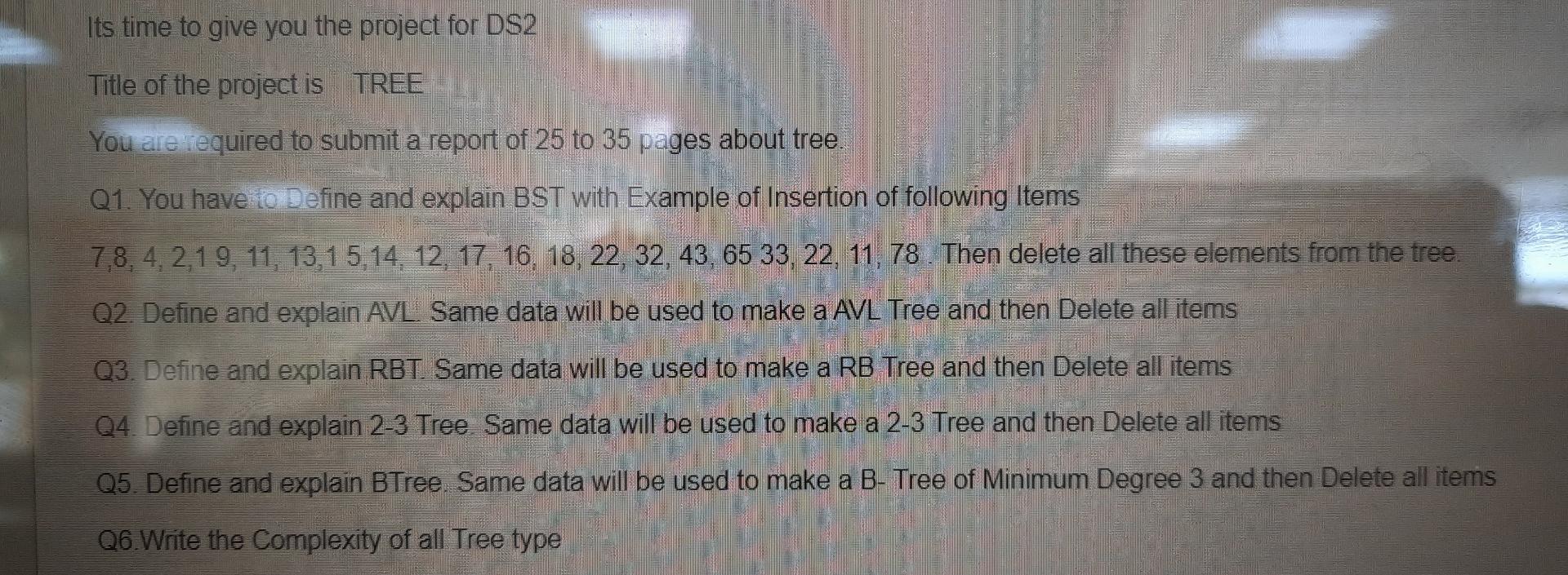 Solved Title of the project is TREE You are required to | Chegg.com