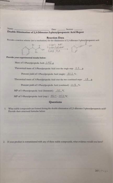 Solved Reaction Data 1) sear/cotwcose 5JH(L⋅b+O Provide your | Chegg.com