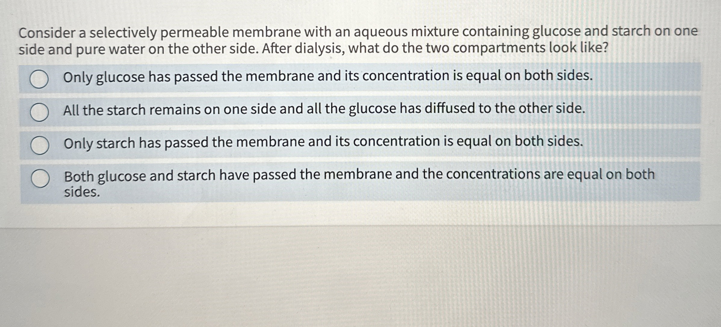 Solved Consider a selectively permeable membrane with an | Chegg.com