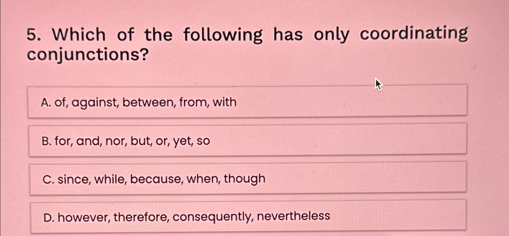 Solved Which of the following has only coordinating | Chegg.com