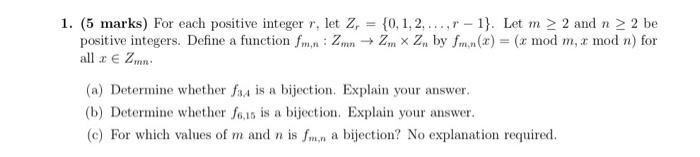 Solved 1. (5 marks) For each positive integer r, let | Chegg.com