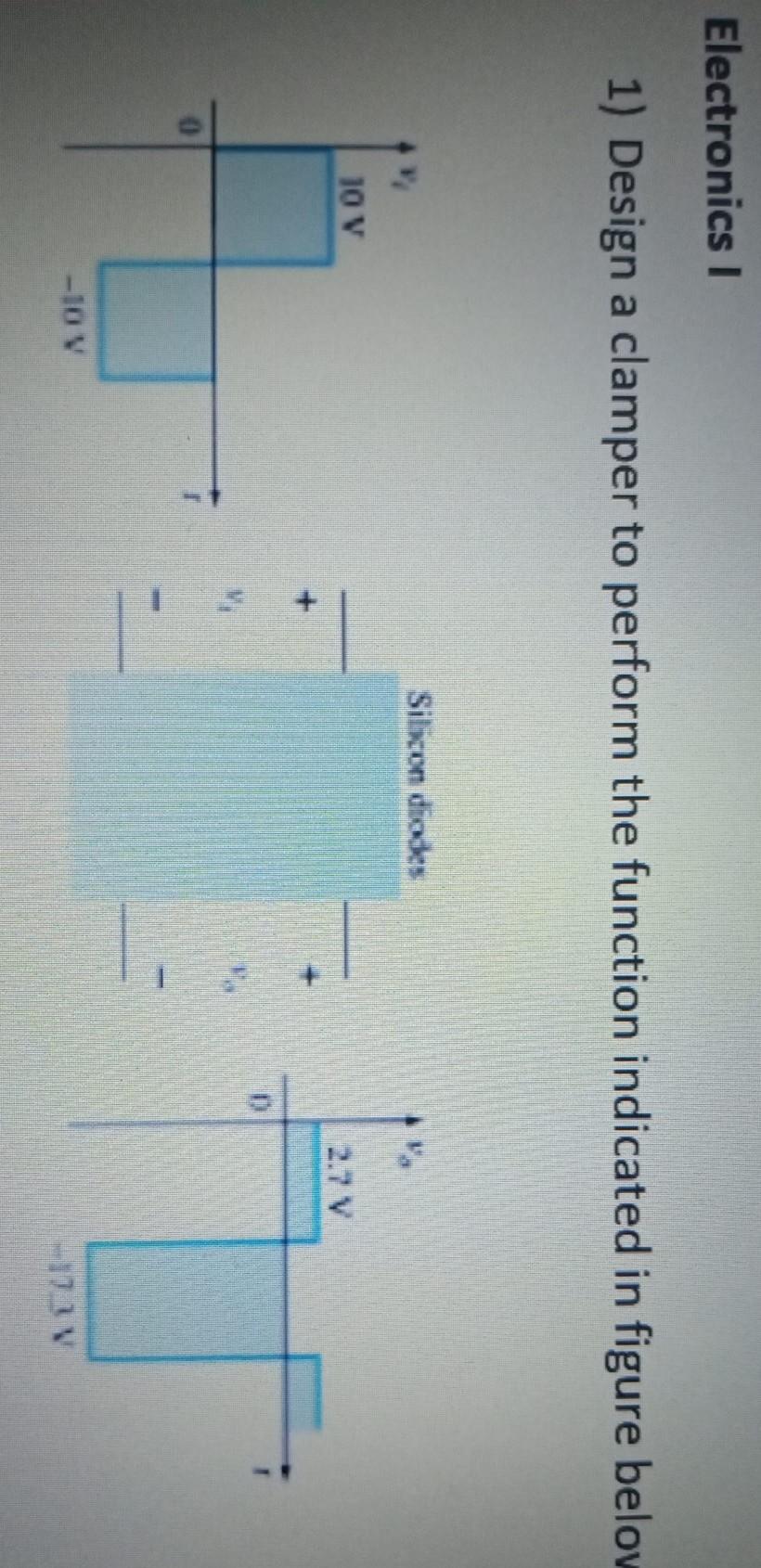 Solved Electronics 1) Design a clamper to perform the | Chegg.com