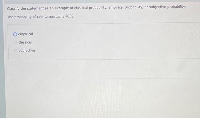 Solved Classify the statement as an example of classical | Chegg.com