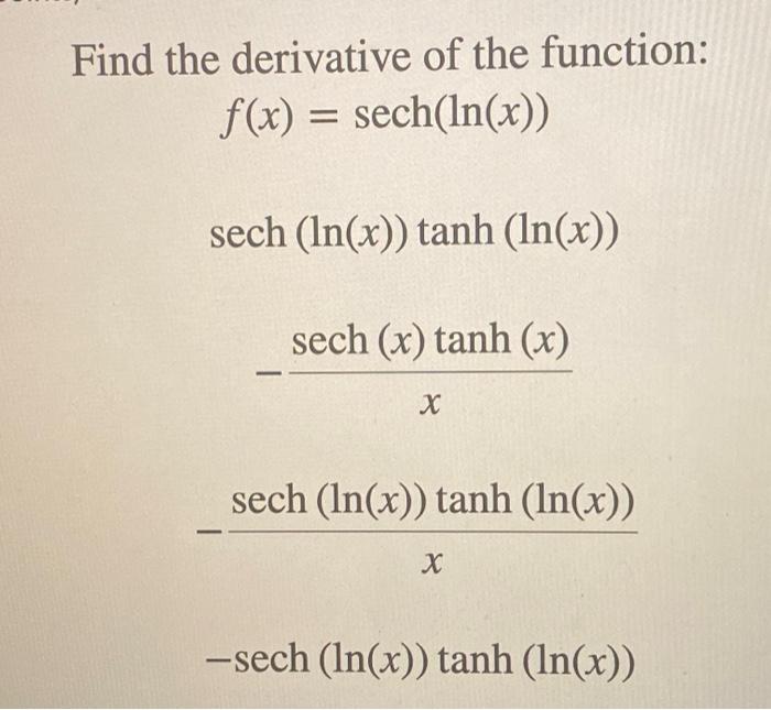 Solved Find the derivative of the function: f(x) = | Chegg.com