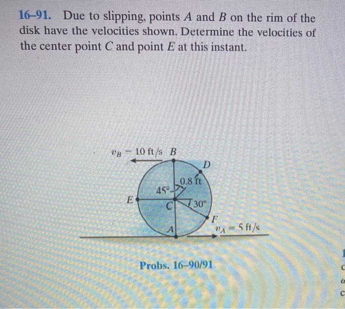 Solved 16-91. Due to slipping, points A and B on the rim of | Chegg.com