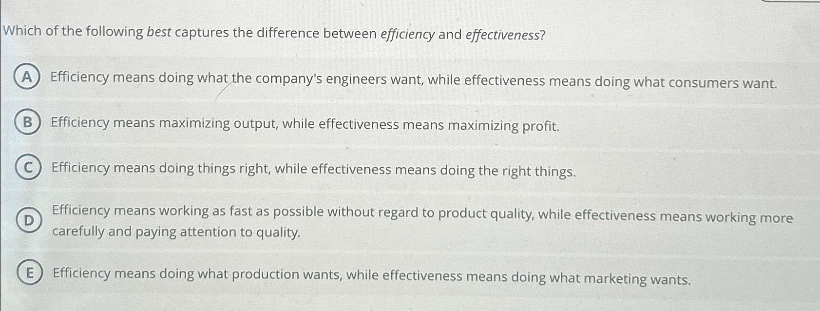 Solved Which of the following best captures the difference | Chegg.com