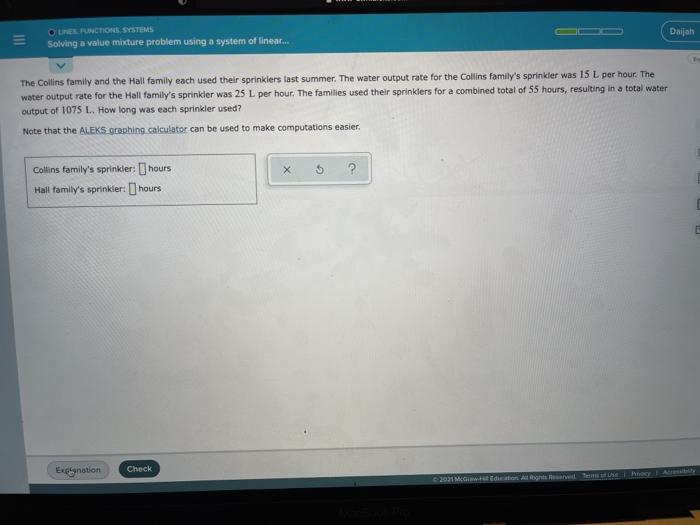 Solved Daijah OLMES FICTION SYSTEMS Solving a value mixture | Chegg.com