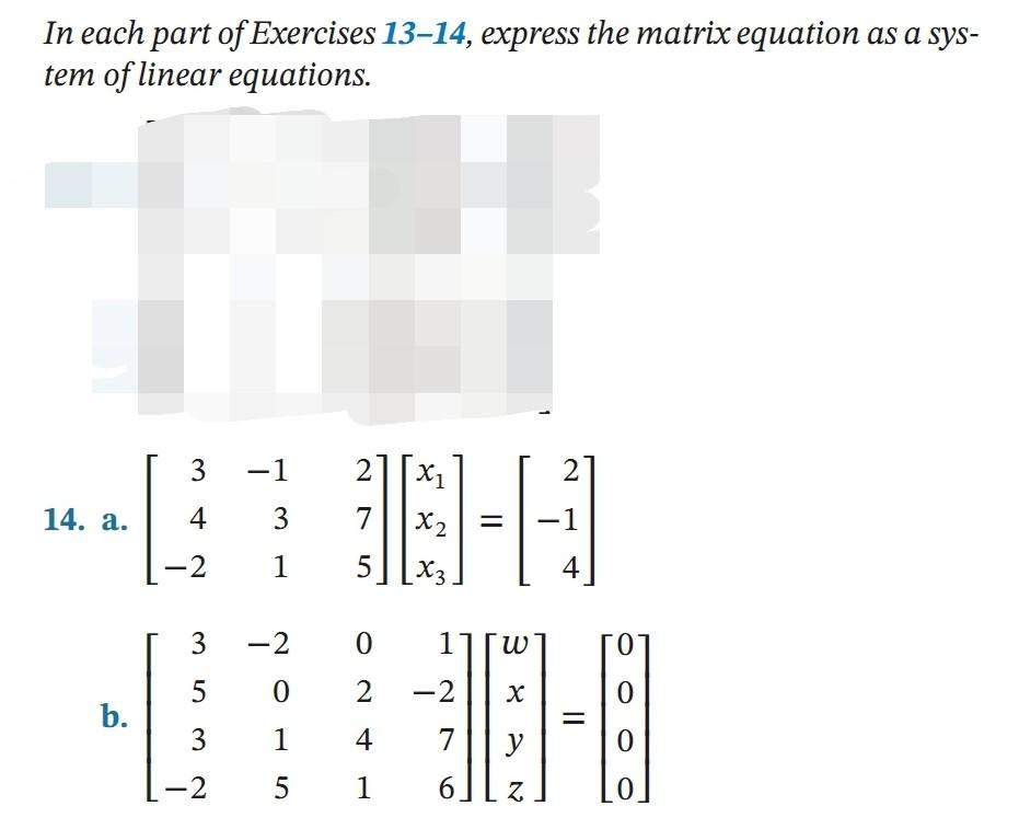 [Solved]: In each part of Exercises 13-14, express