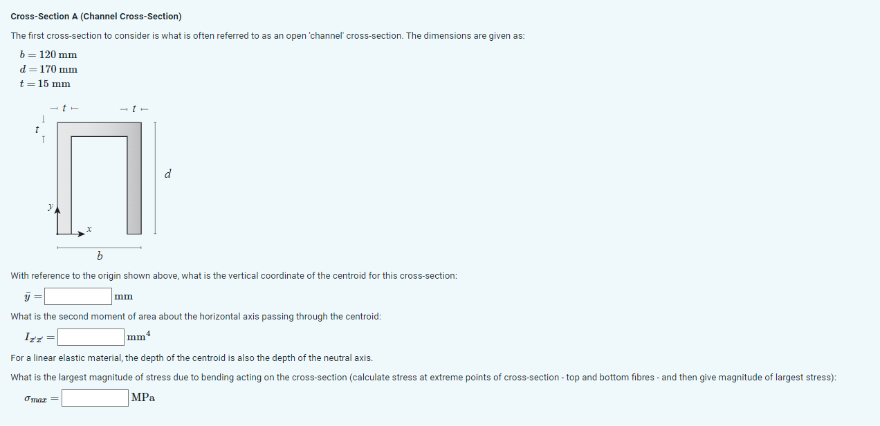 Solved Cross-Section A (Channel Cross-Section)The first | Chegg.com
