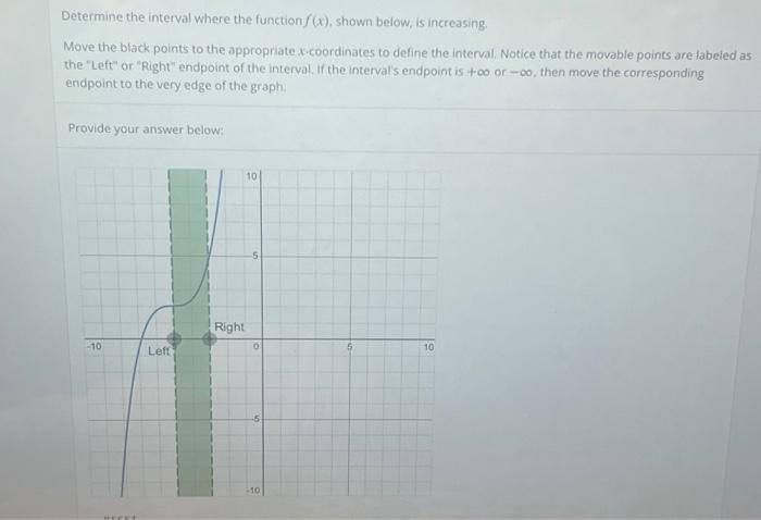 Solved Determine the interval where the function f(x), shown | Chegg.com