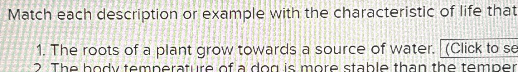 Solved Match each description or example with the | Chegg.com