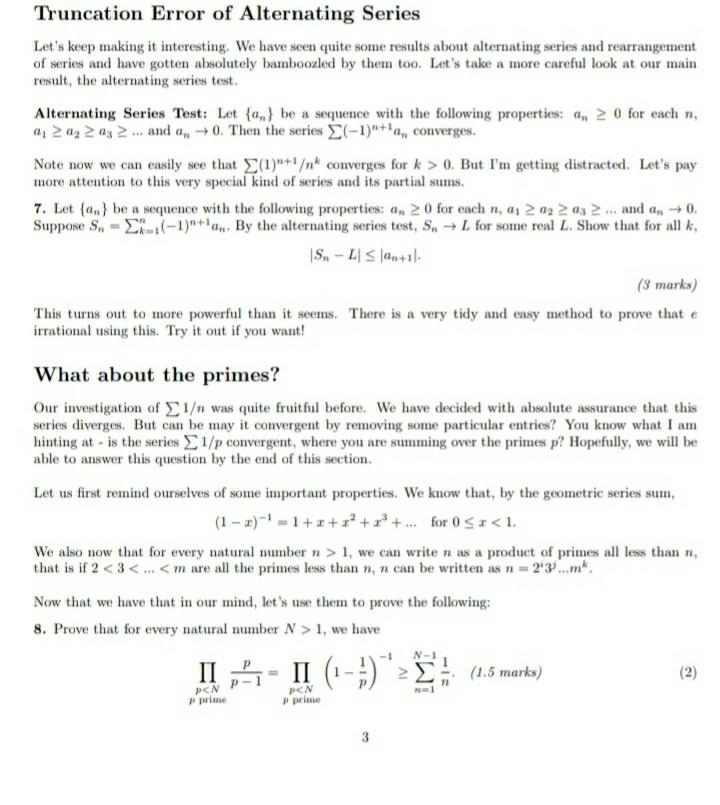 Solved Truncation Error of Alternating Series Let's keep | Chegg.com