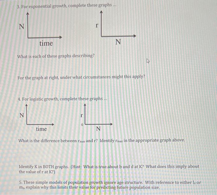 Solved 3. For exponential growth, complete these graphs ... | Chegg.com