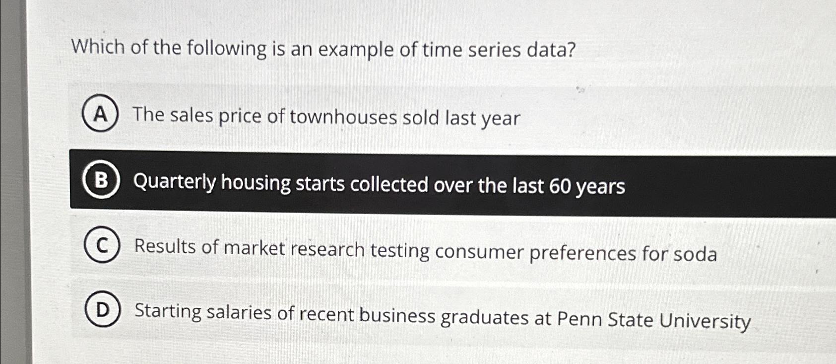 Solved Which of the following is an example of time series | Chegg.com
