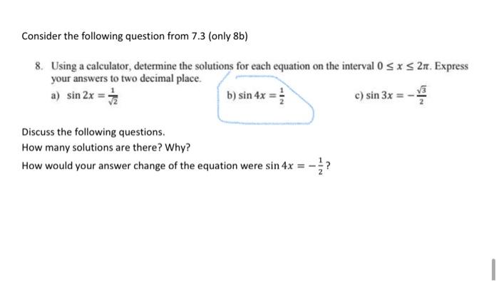 Solved Consider the following question from 7.3 (only 8b) 8. | Chegg.com