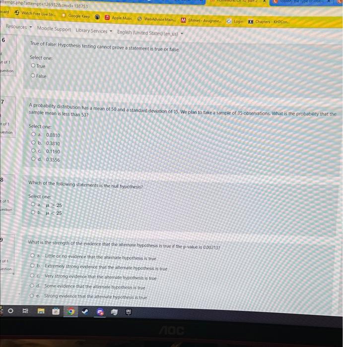 Solved True of False: Hypothesis testing cannot prove a | Chegg.com