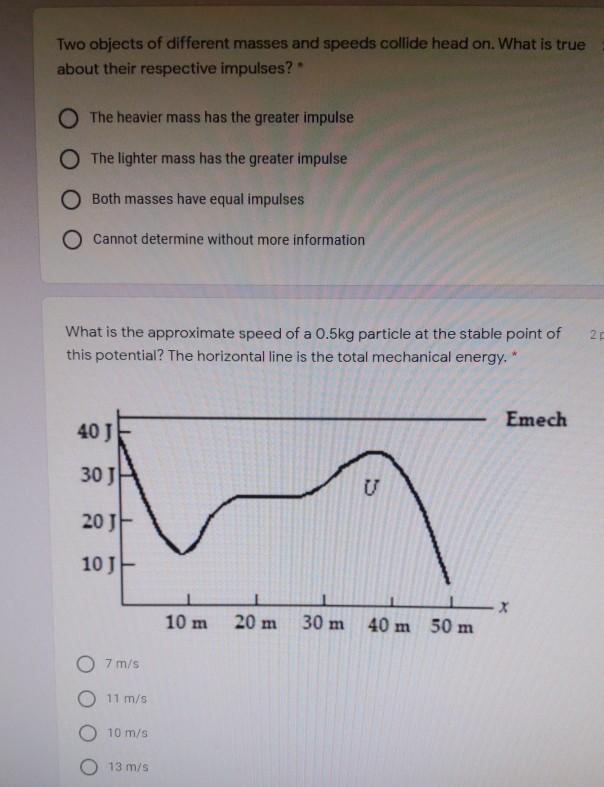 Solved Two objects of different masses and speeds collide | Chegg.com