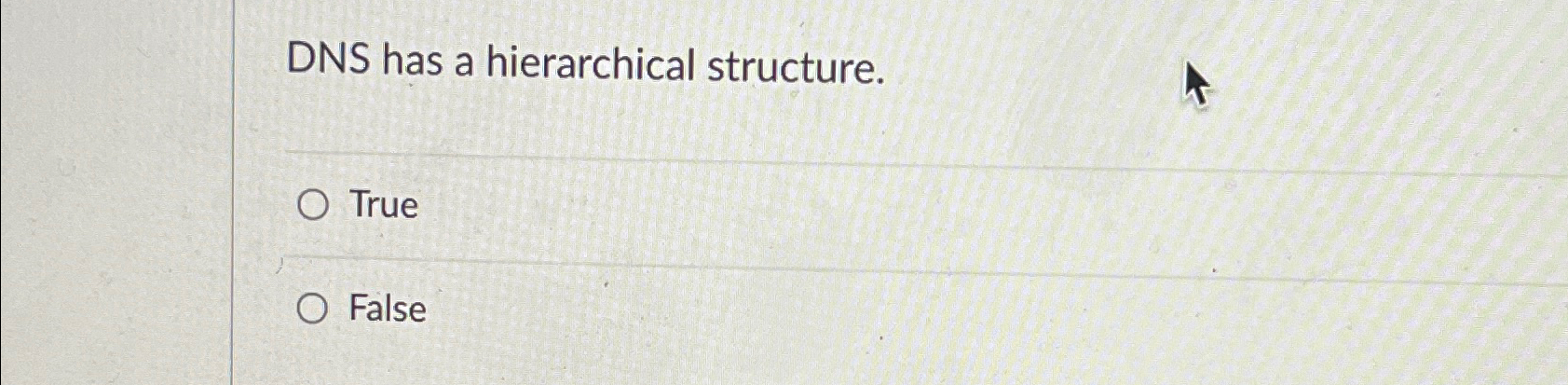 Solved DNS has a hierarchical structure.TrueFalse | Chegg.com