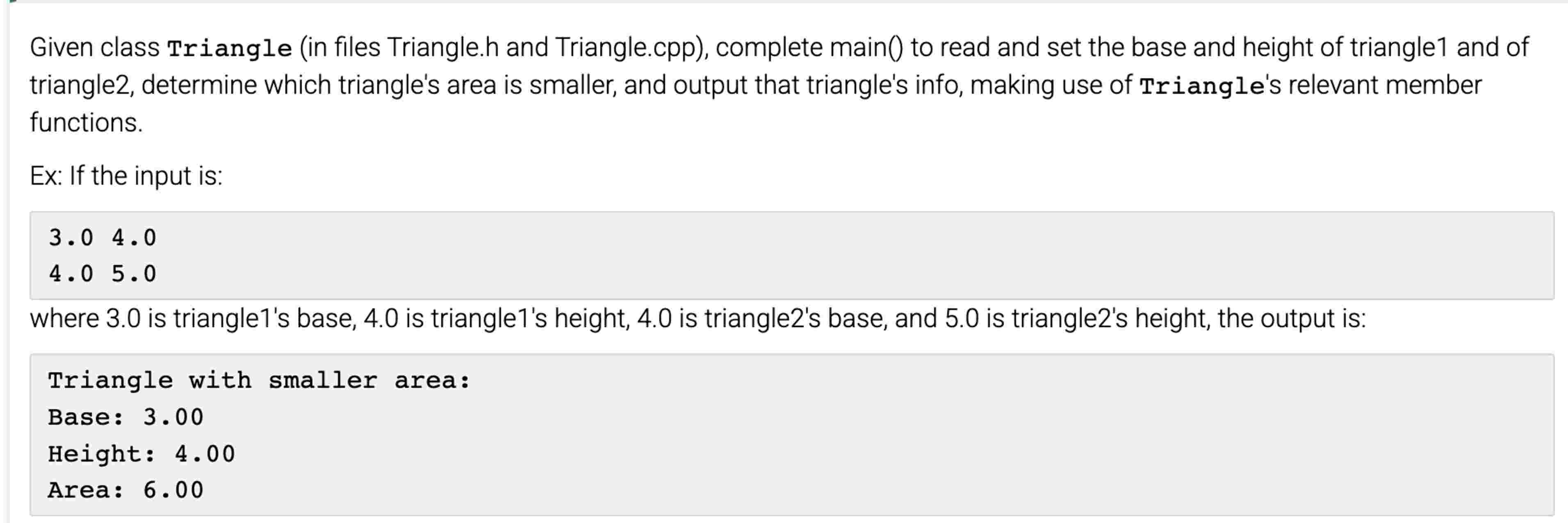 Solved Given class Triangle (in files Triangle.h and | Chegg.com