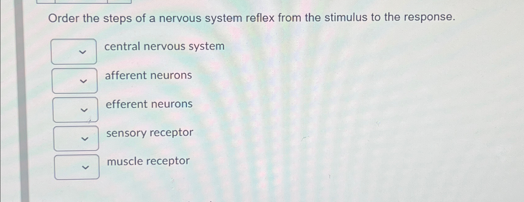 Solved Order the steps of a nervous system reflex from the | Chegg.com