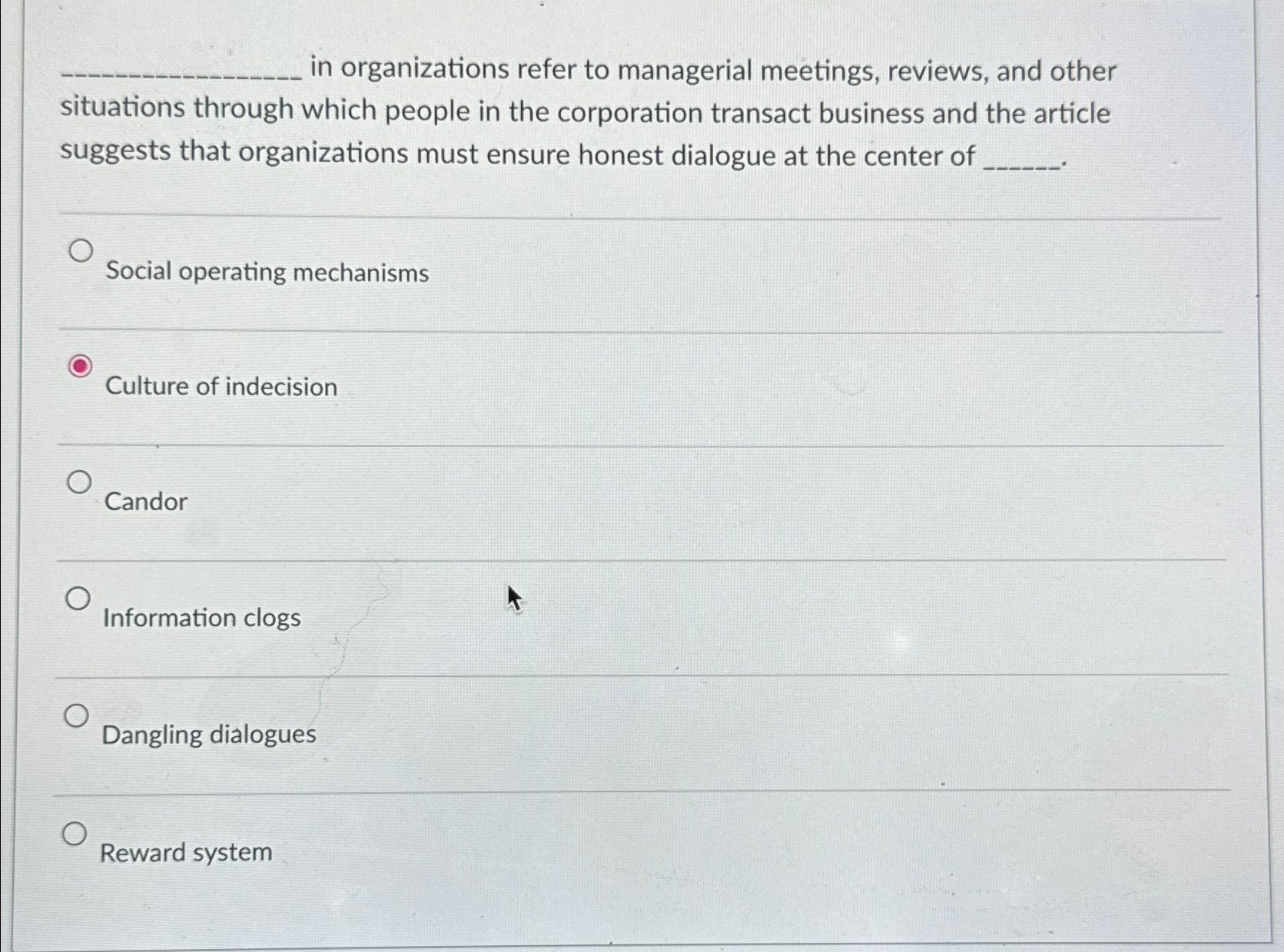 Solved in organizations refer to managerial meetings, | Chegg.com