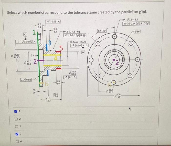 Solved Select which number(s) correspond to the tolerance | Chegg.com