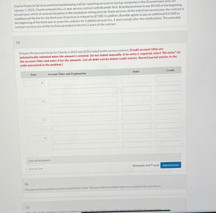 Solved Charlie Financial Services performs bookkeeping and | Chegg.com