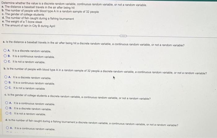 Solved Determine Whether The Value Is A Discrete Random 