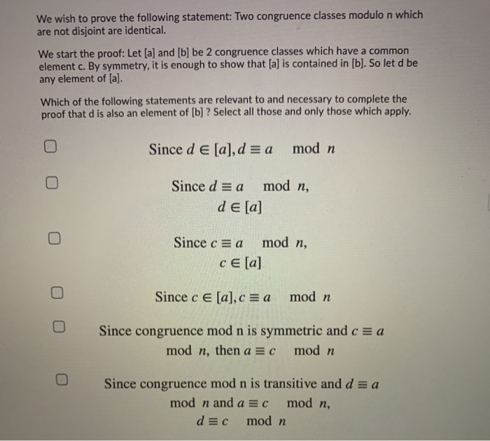 Solved We wish to prove the following statement: Two | Chegg.com