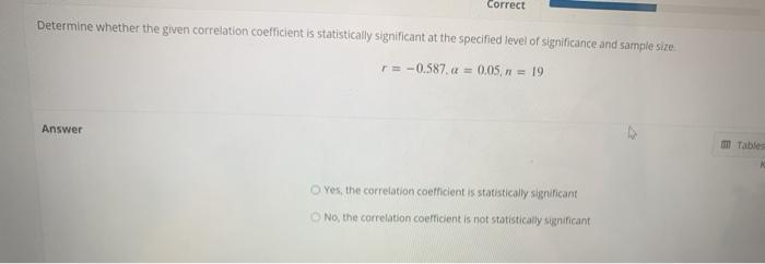 Solved Correct Determine whether the given correlation | Chegg.com