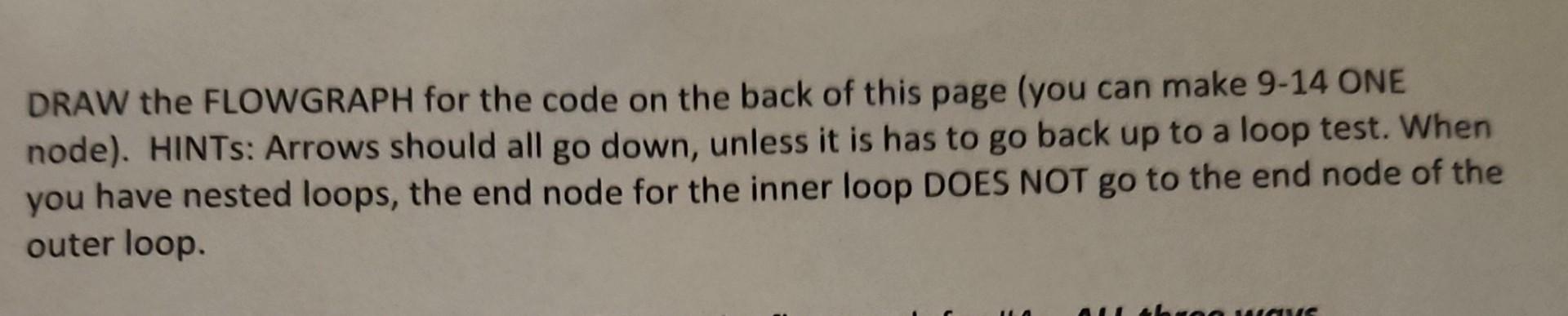 DRAW the FLOWGRAPH for the code on the back of this | Chegg.com
