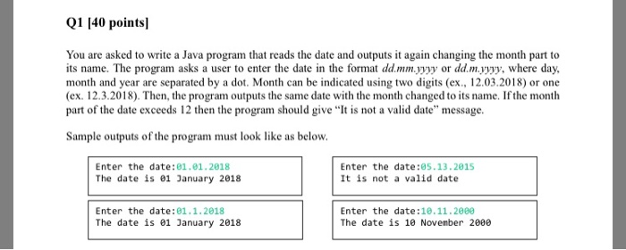 Solved Q1 [40 points You are asked to write a Java program | Chegg.com
